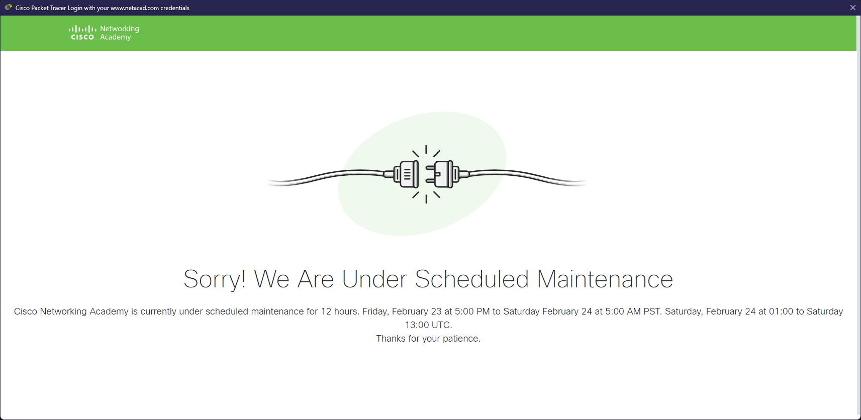 Packet Tracer Maintenance Error - Cisco Community
