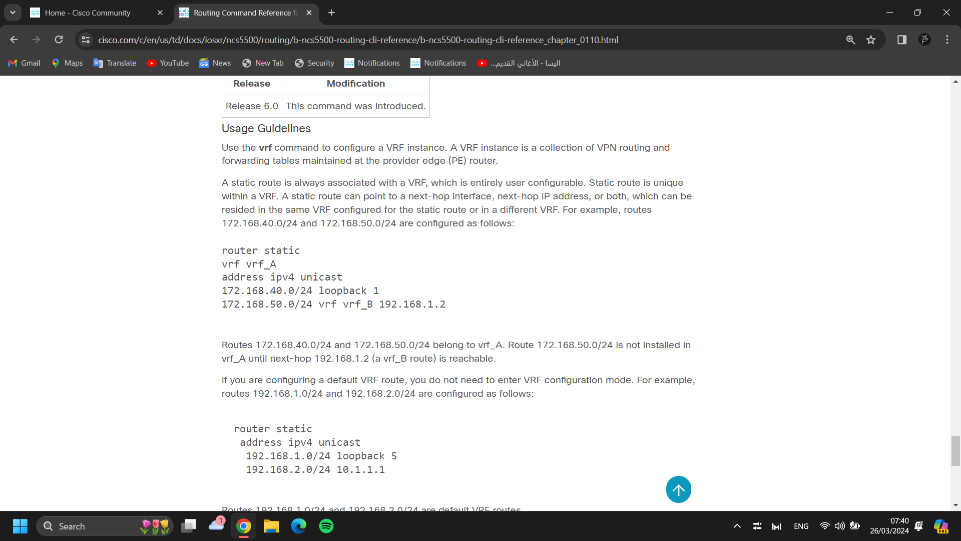 looking ip route command in Cisco N540x router - Cisco Community