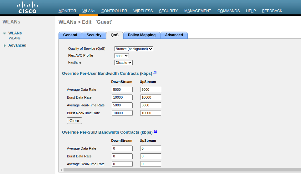 Cisco 2500 Wireless Controller, limit bandwidth for WLANs - Cisco Community