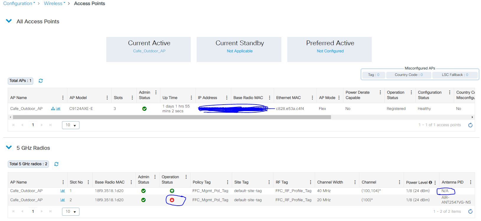 C9124AXE-E 5ghz SSID operational status shown down (EWC9800) - Cisco ...