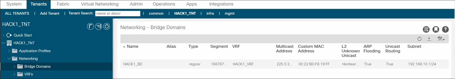 Tenant VRF e Bridge Domain - Cisco ACI Fabric - Cisco Community Tenant VRF e Bridge Domain - Cisco ACI Fabric - Cisco Community