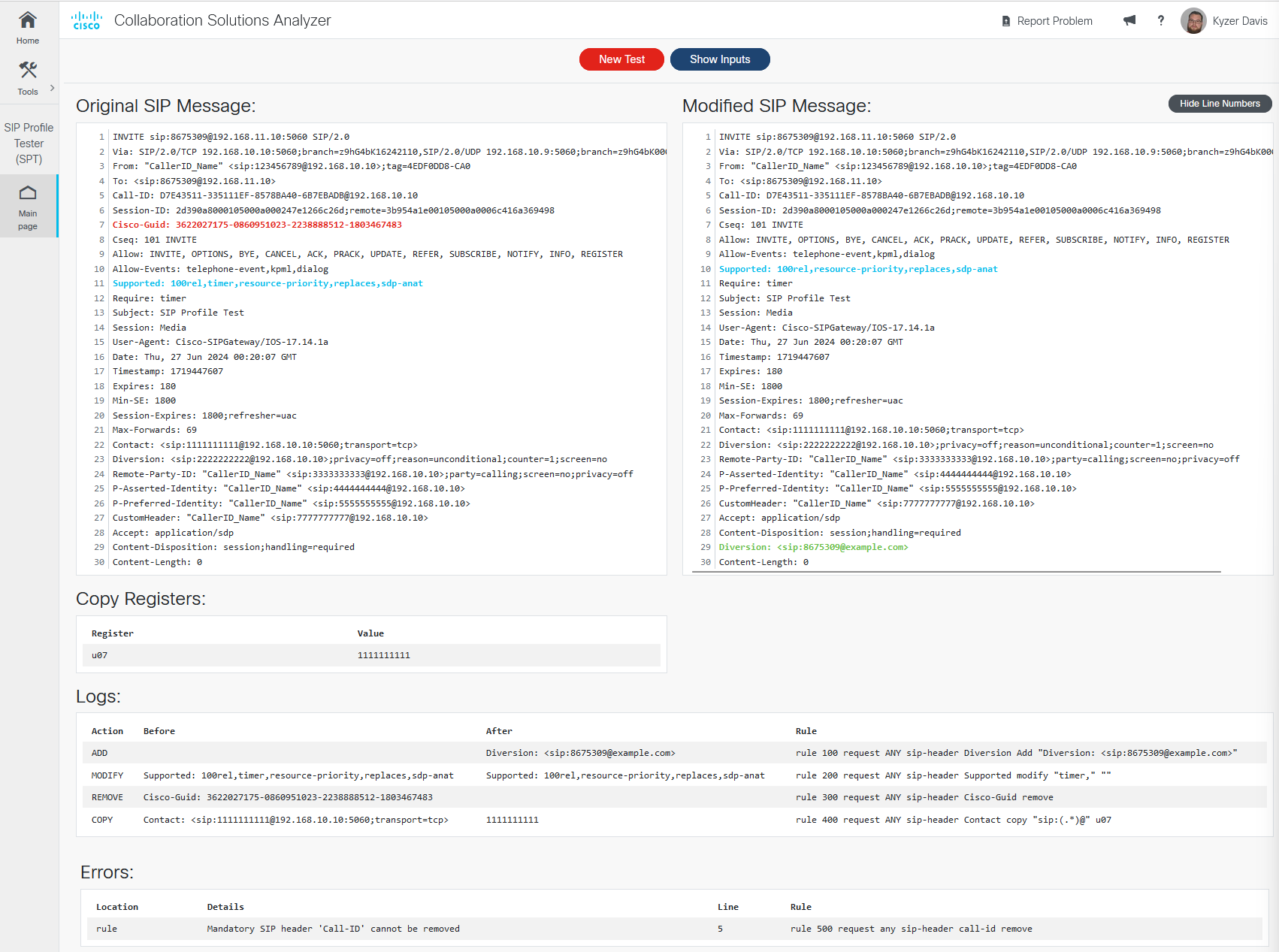 Collaboration Solution Analyzer (CSA) - SIP Profile Tester (SPT) Tool ...