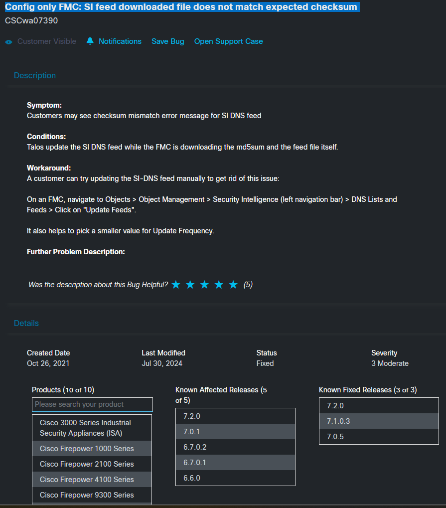FMC - error - DNS-and-URL-Intelligence-Feed , checksum error - Cisco Community