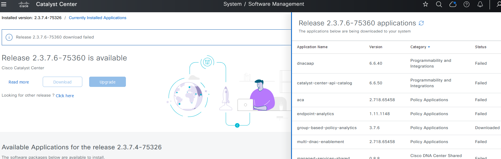 Solved: Unable to download 2.3.7.5 and .6 from 2.3.7.4-VA. - Cisco ...