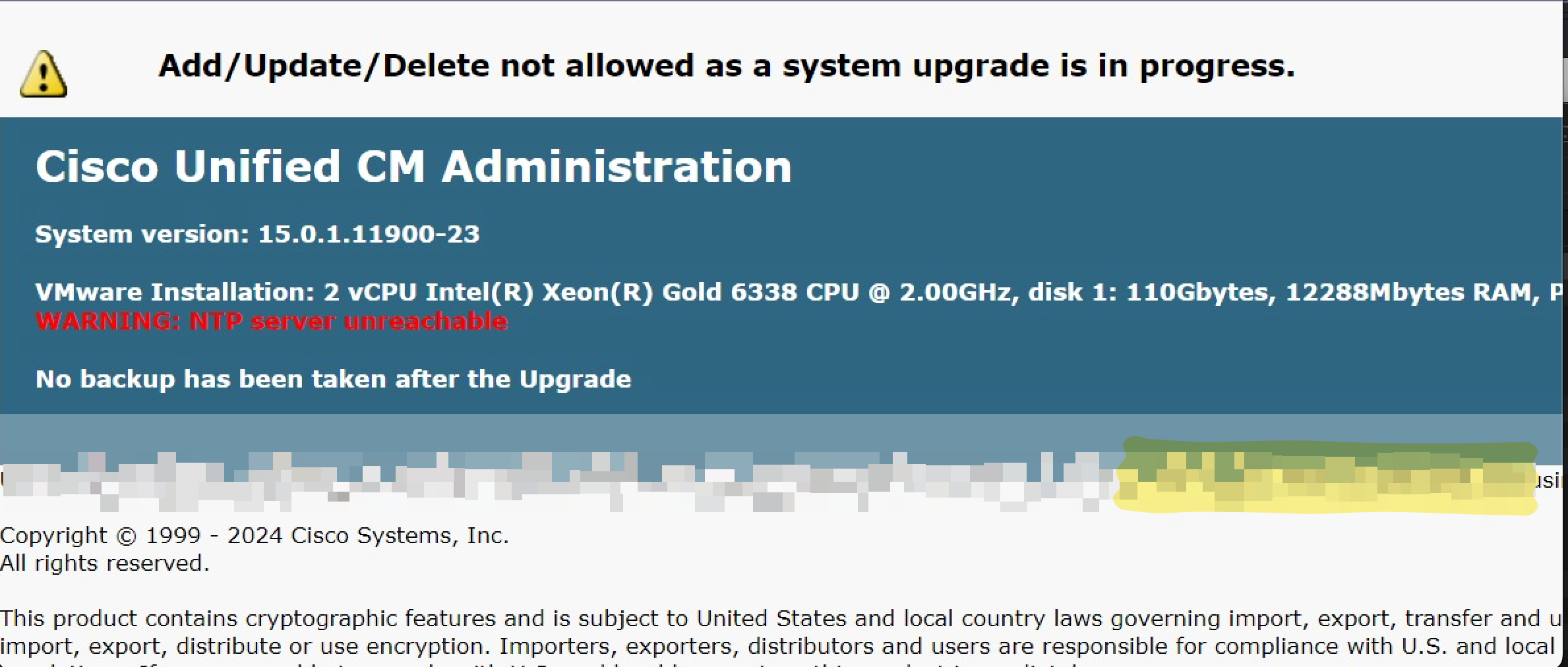 NTP Server Unreachable post upgrade CUCM 15 SU1 - Cisco Community
