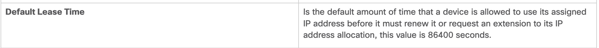 Solved: How to view lease duration of a Cisco DHCP pool - Cisco Community