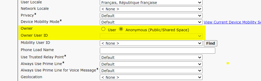Solved: Owner user ID cisco call manager - Cisco Community