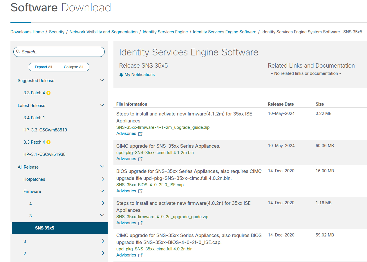Assistance Needed: Initial Firmware Version for Cisco ISE - Cisco Community