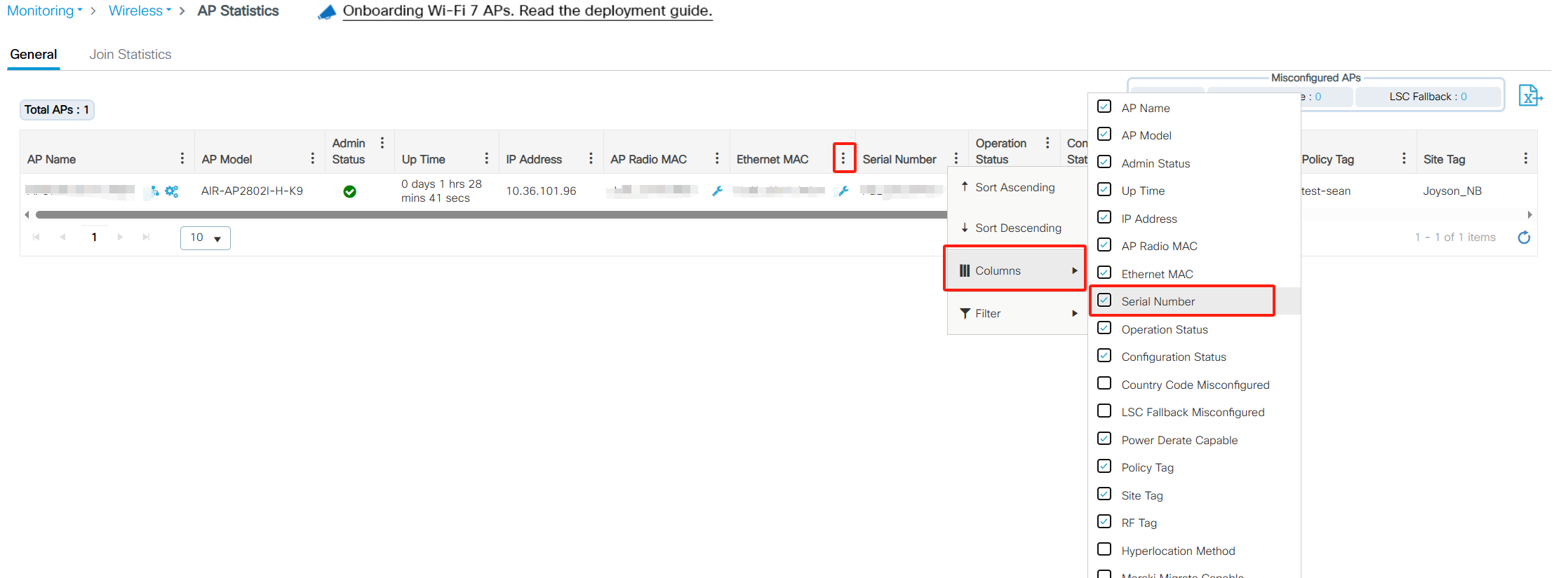 AP Serial Number Summary from WLC - Cisco Community