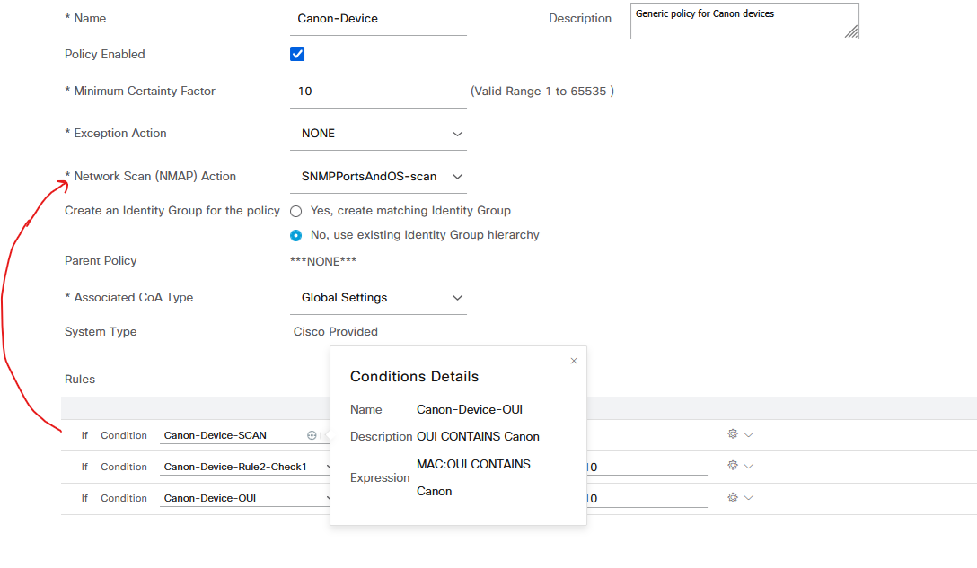 Issue with Triggered Endpoint NMAP Scan for Canon Printers - Cisco ...
