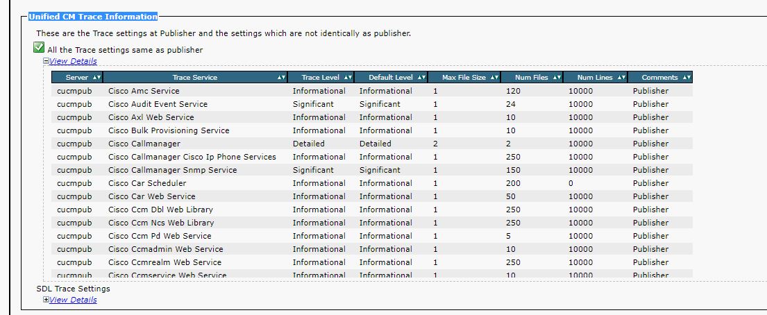 How to verify trace settings in CUCM? - Cisco Community