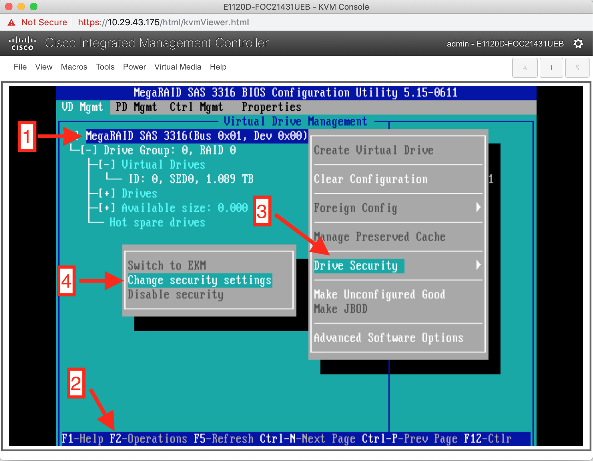 How to do key rotation for SEDs (self encrypting drives) on UCS E ...