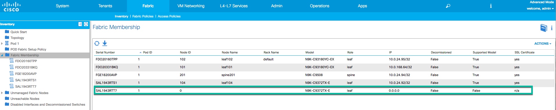 Adding new leaf/spine node to ACI fabric - Cisco Community