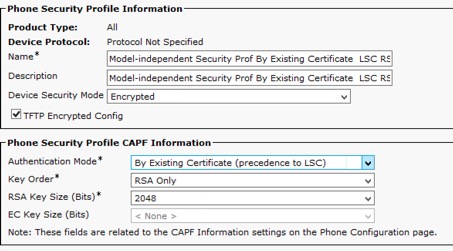 Flavors of Phone Security Profile in Universal Device Template - Cisco ...