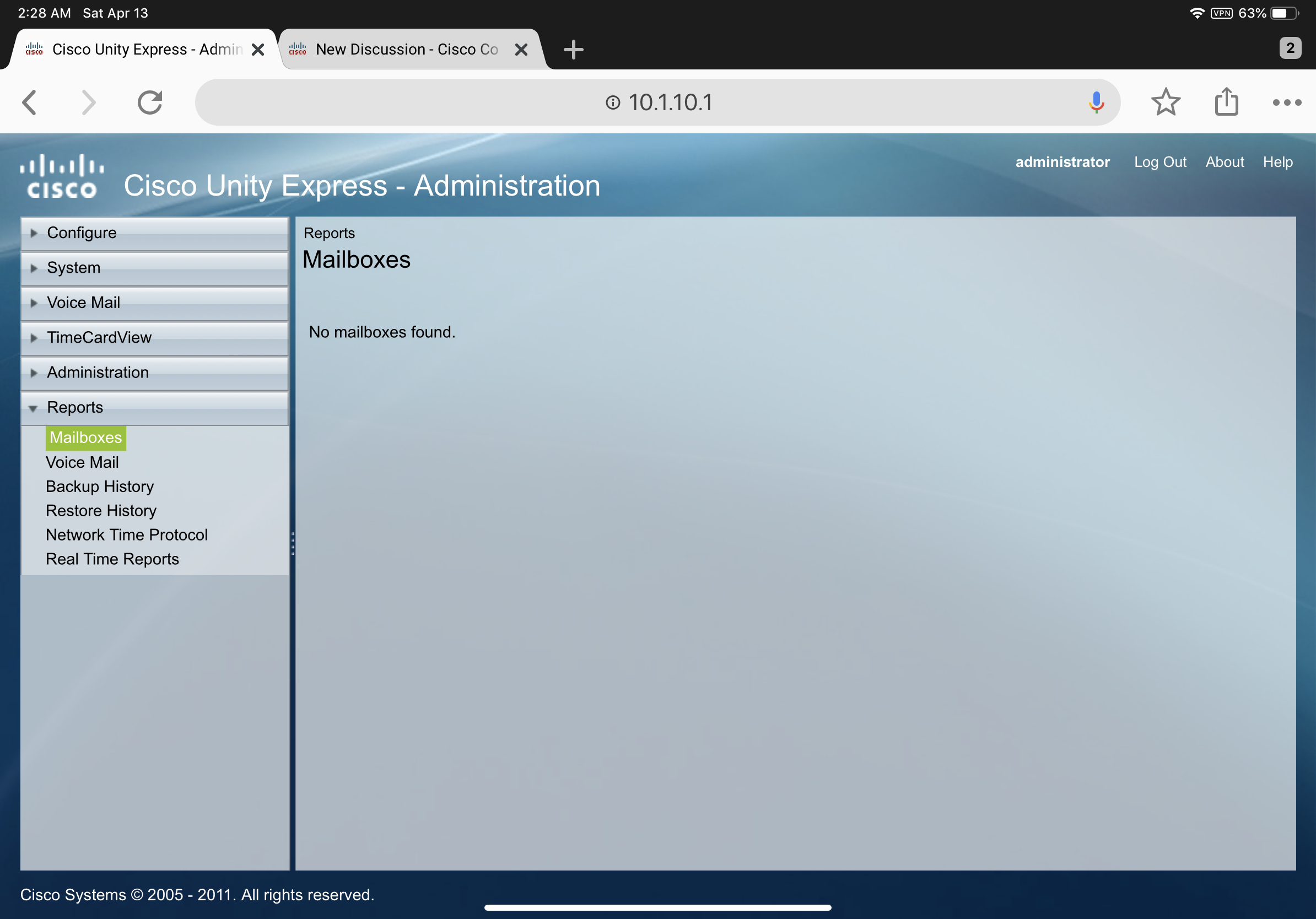 UC560 Unity Express attribute error - Cisco Community