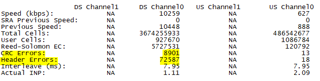 Solved: show controllers VDSL - error counters - Cisco Community