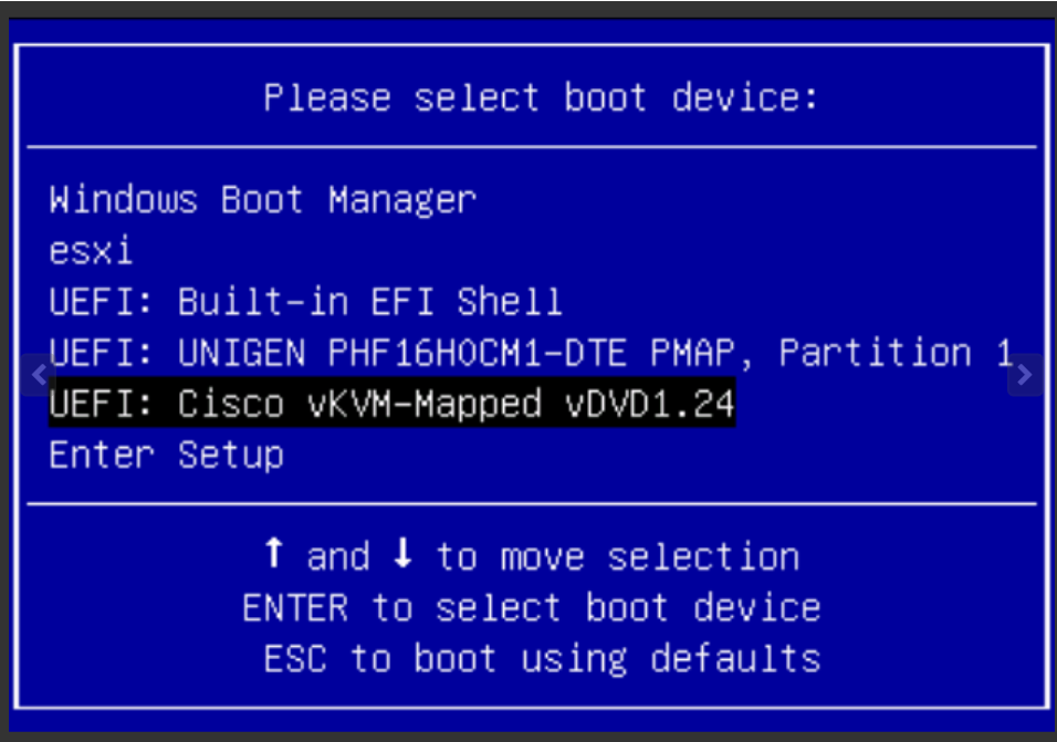 UEFIモードでSCUからESXiインストール手順 - Cisco Community