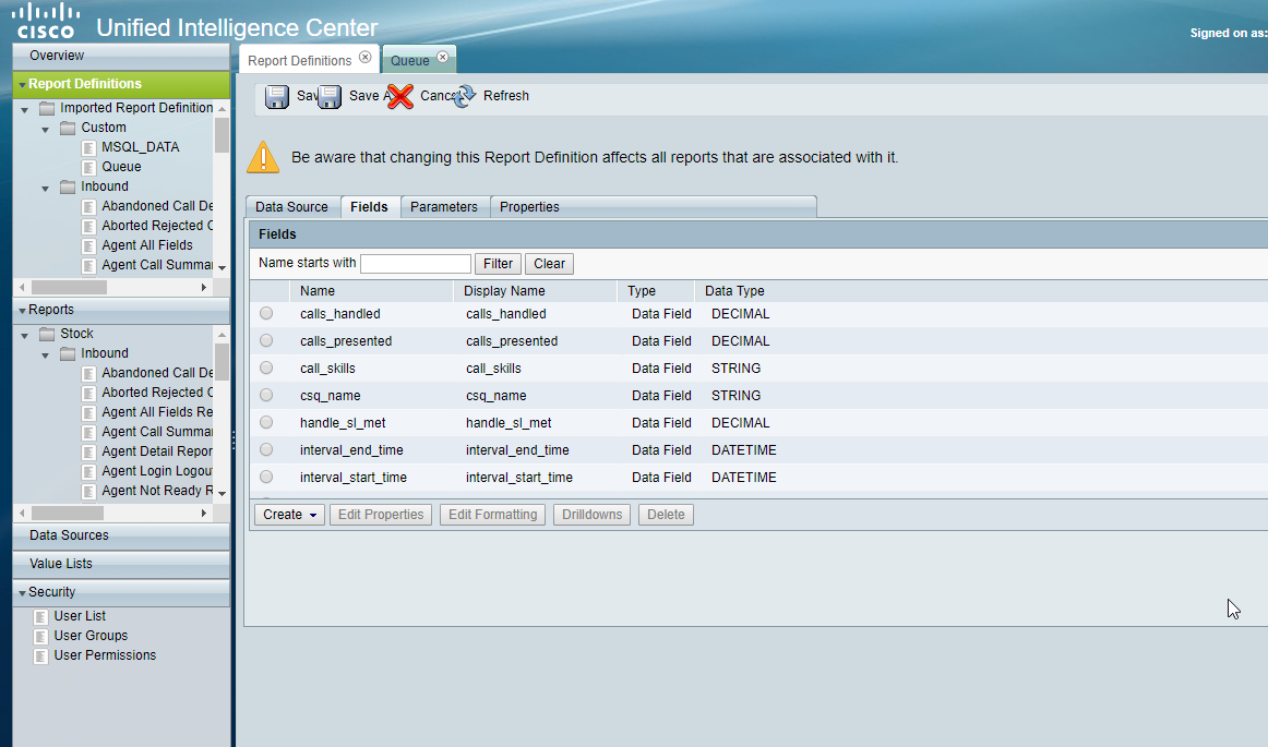 Problem to create a report customized in CUIC Standalone (Premium) 11.6 ...