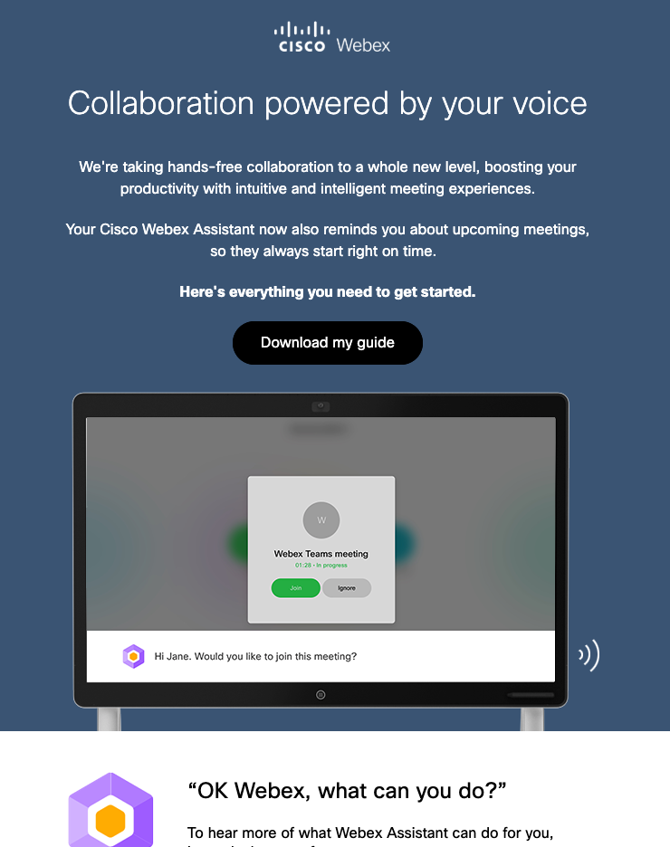Webex Assistant adoption promotional email (proactive join) - Cisco ...