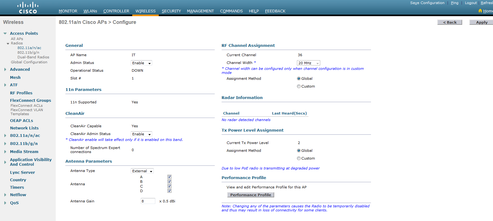 change Ap Rf Operational Status to UP - Cisco Community