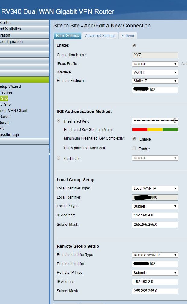vpn between rv042g and rv340 - what am I missing. - Cisco Community