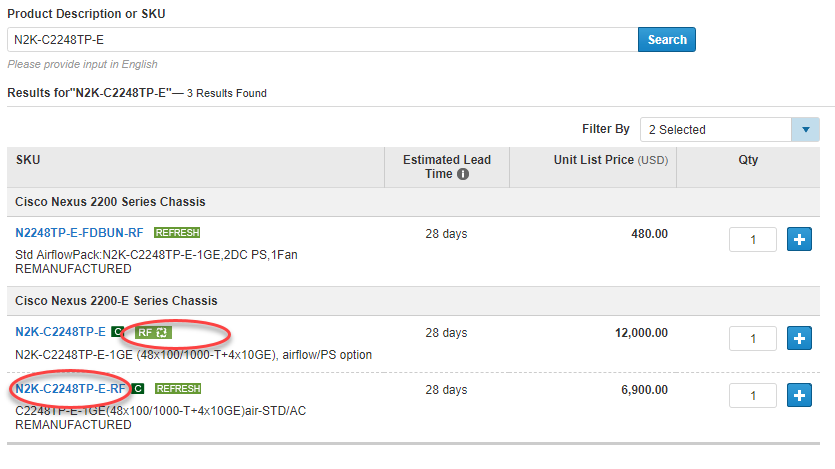 FEX N2K-C2248TP-E Can only purchase Refresh Remanufactured Equipment ...