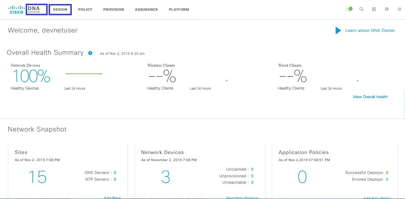 Cisco Digital Network Architecture Center Modules (Design Module ...