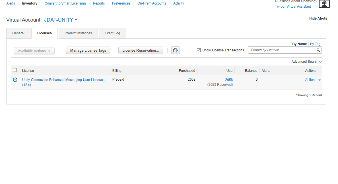 Unity licenses 12.5 "no license in use" - Cisco Community