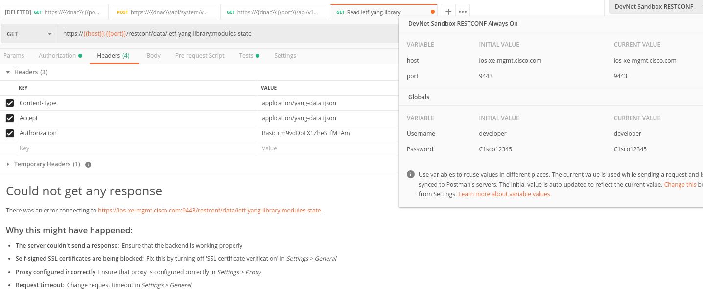 Solved: ios-xe-mgmt.cisco.com lab erorr - Page 2 - Cisco Community