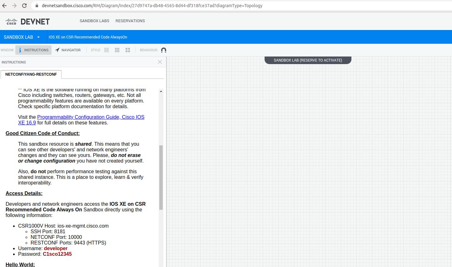 Solved: ios-xe-mgmt.cisco.com lab erorr - Cisco Community