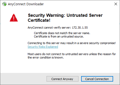 Solved: Untrusted server popup when connecting to VPN Posture - Cisco ...