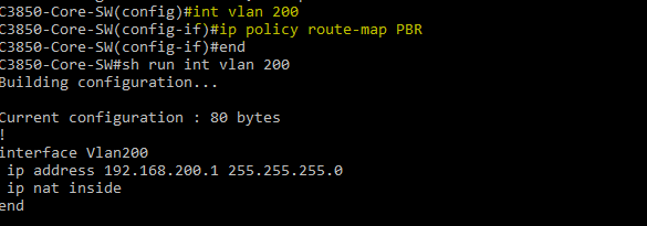 Solved: Help on configuration of PBR on Cisco 3850 Switch - Cisco Community