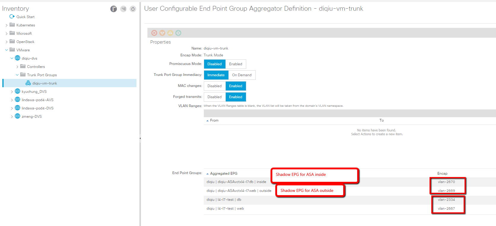 L4-L7 integration using ASAv and Trunk port group - Cisco Community