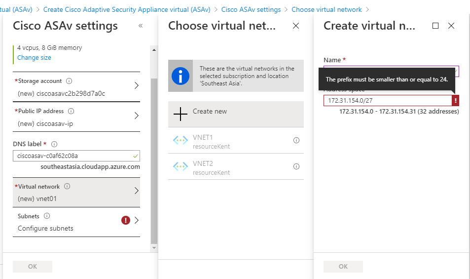 Cisco ASAv in Microsoft Azure only can deploy in more than /24 address ...