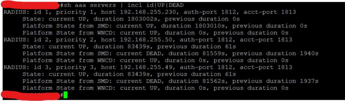 "show aaa servers" command output explanation - Cisco Community