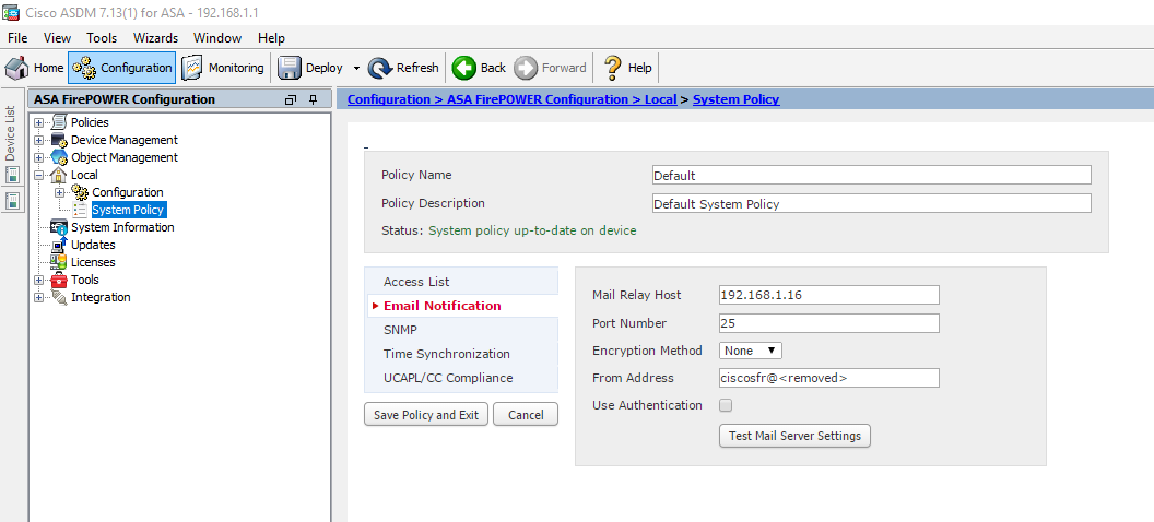 Setup email notification in Firepower - Cisco Community