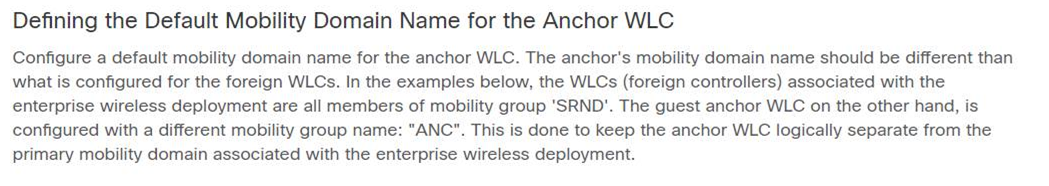 'Default Mobility Domain Name' for Anchor WLC needs to be mandatorily ...