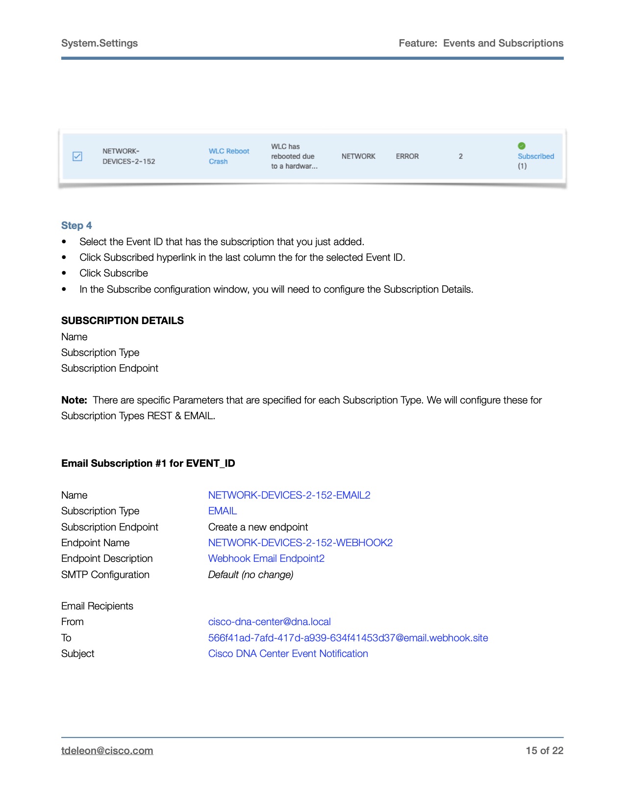 Technote of the day (TOTD) -- How to setup & test Event Subscriptions ...