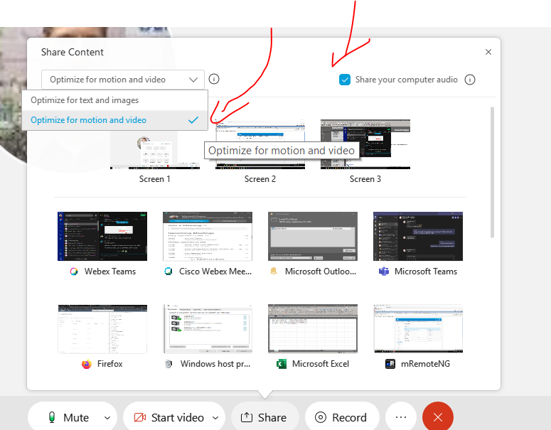Make Sharing Your Computer Audio Option More Visible - Cisco Community