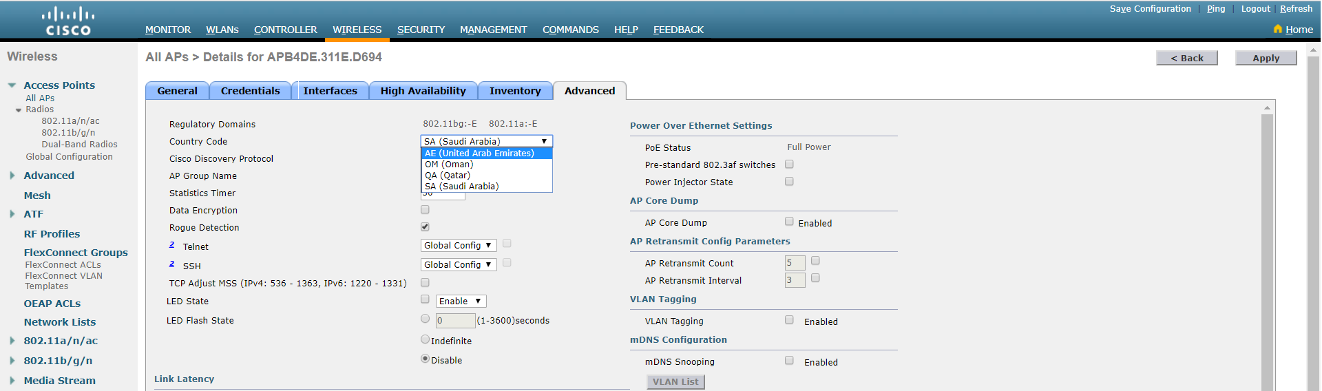 How to enforce country code against specific APs / AP groups? - Cisco ...